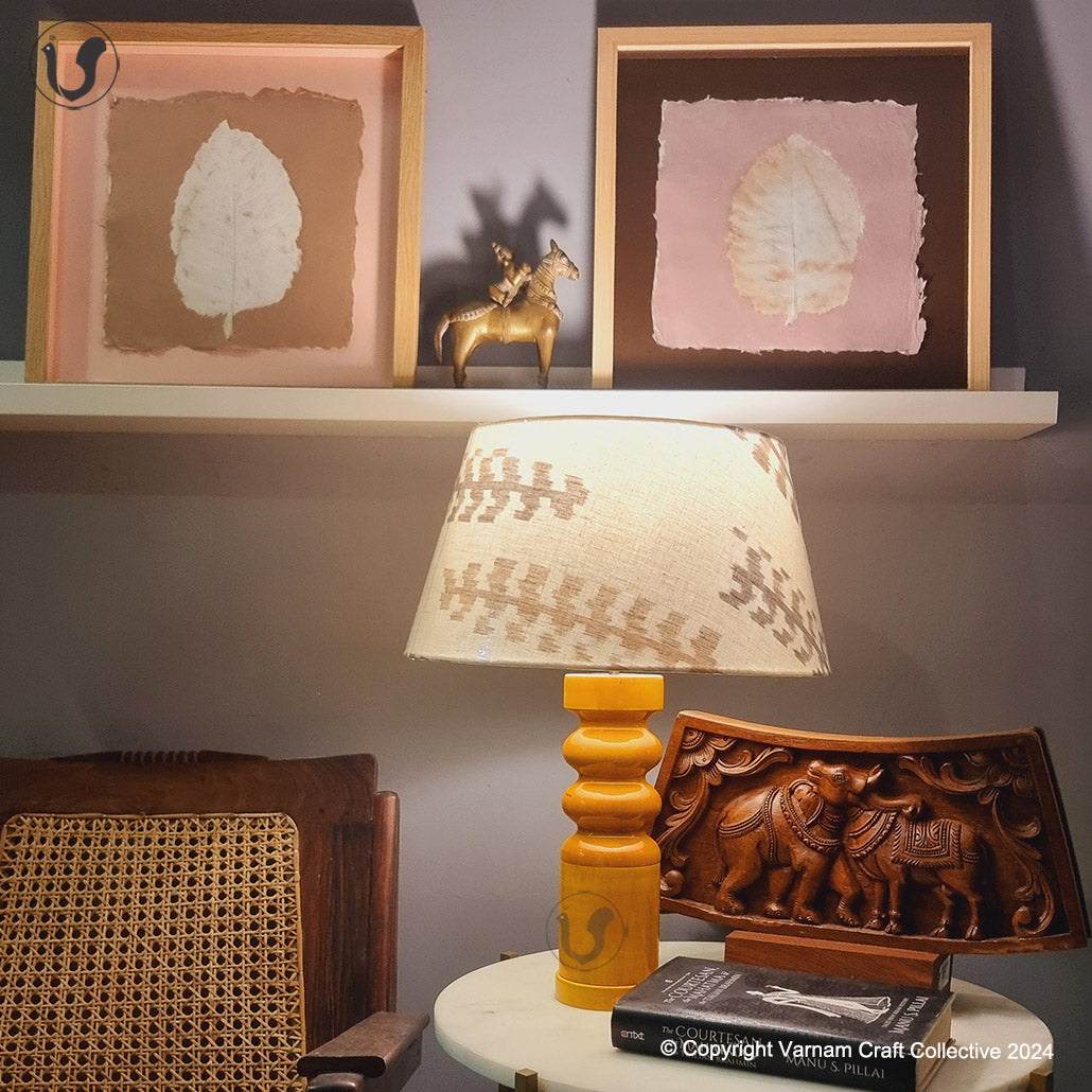 STHAMB Yellow ~ Brown Ikat Empire shade – varnamcraftcollective