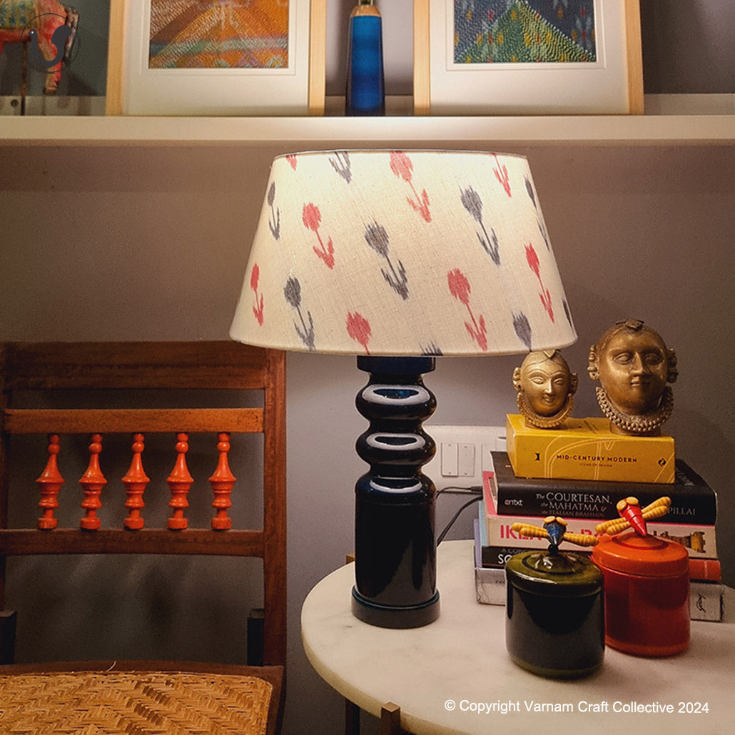 STHAMB Blue ~ Red Grey Ikat Empire shade – varnamcraftcollective