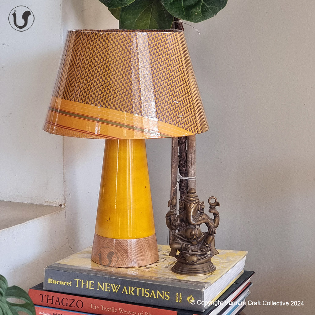 MUSHROOM LAMP (Yellow Khana shade - Yellow Slant base ...